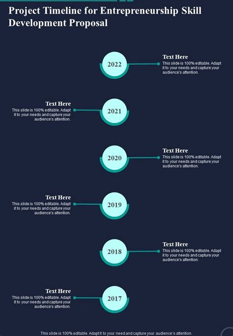 Project Timeline For Entrepreneurship Skill Development Proposal One Pager Sample Example