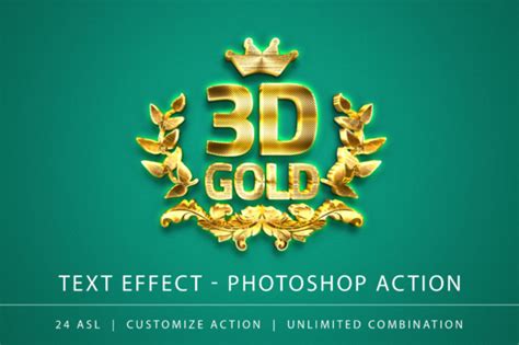 D Gold Text Effect Photoshop Action Graphic By Yantodesign Creative Fabrica