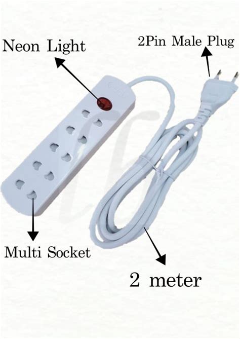 Sum Multi 2 Pin Plug Trailing Switch Extension Wire Socket 5 Way 6 Way 2 Meter Wire Ac Lazada