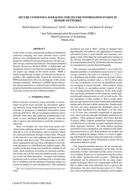 Pdf Secure Consensus Averaging For Secure Information Fusion In