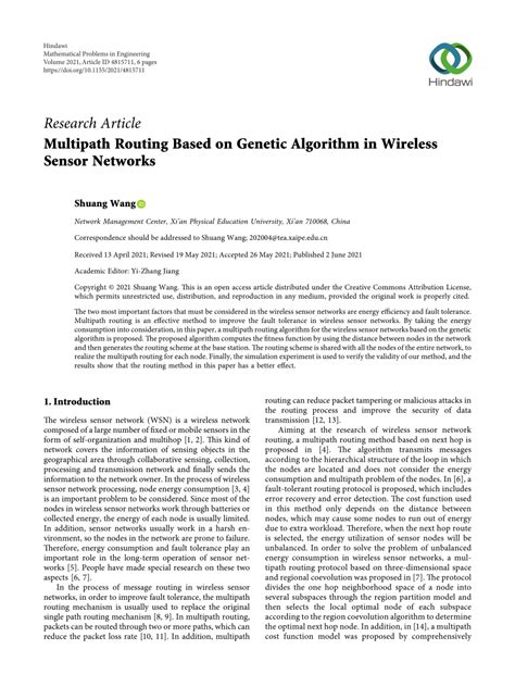 Pdf Multipath Routing Based On Genetic Algorithm In Wireless Sensor