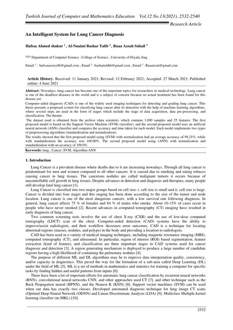 Pdf An Intelligent System For Lung Cancer Diagnosis