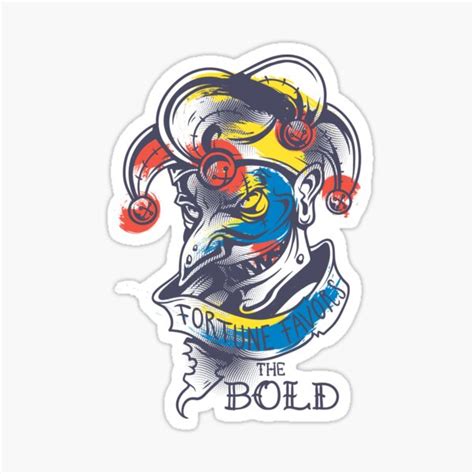 Fortune Favors The Bold Manic Jester Tattoo Art Vintage Style Design