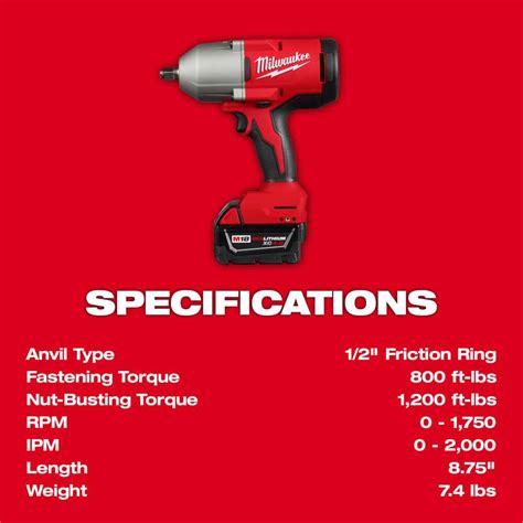 Milwaukee M18 Brushless 12 In High Torque Impact Wrench With Friction