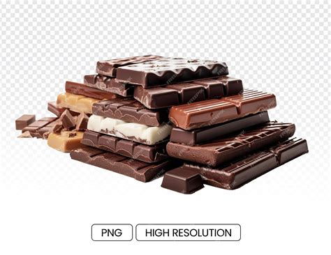 투명한 배경에 있는 맛있는 초콜릿 블록 모음 프리미엄 Psd 파일