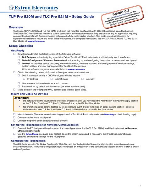 pdf user guide setup checklist extron dokumen tips