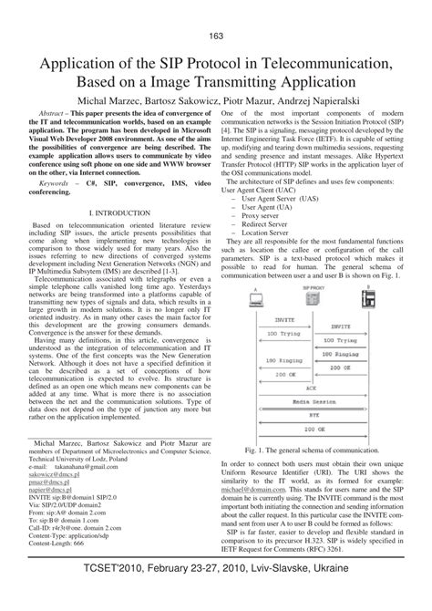 Pdf Application Of The Sip Protocol In Telecommunication Based On A Image Transmitting