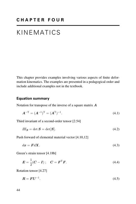 KINEMATICS Chapter Worked Examples In Nonlinear Continuum Mechanics For Finite Element