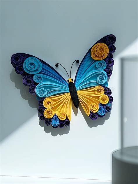 蝴蝶ai数字艺术 衍纸简约3d渲染蓝色黄色紫色蝴蝶展开翅膀插画 Ai平面元素免费下载 Png格式 3072像素 编号71528923 千图网