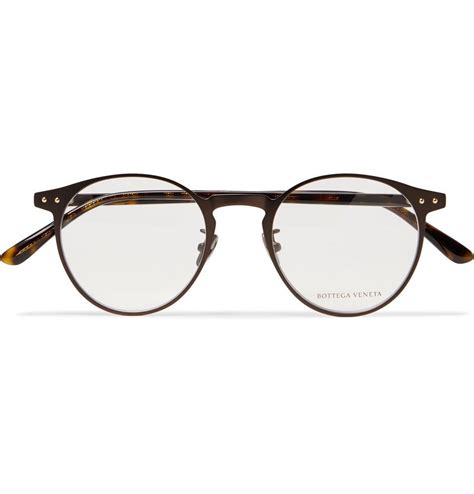 Bottega Veneta Round Frame Metal And Tortoiseshell Acetate Optical