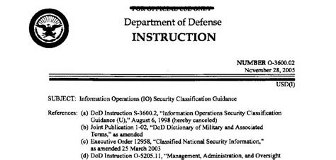 Dod Instruction 0 3600 02 Information Operations Io Security