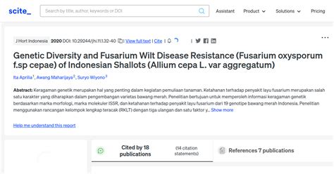 Genetic Diversity And Fusarium Wilt Disease Resistance Fusarium Oxysporum Fsp Cepae Of