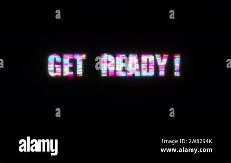 get ready colorful text word flicker light animation loop with glitch