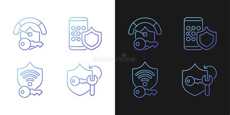 System Password Gradient Icons Set For Dark And Light Mode Stock Vector Illustration Of