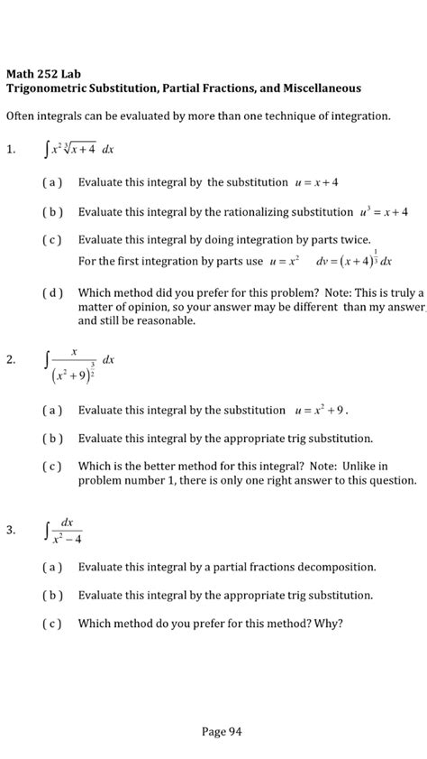 Solved Trigonometric Substitution Partial Fractions And