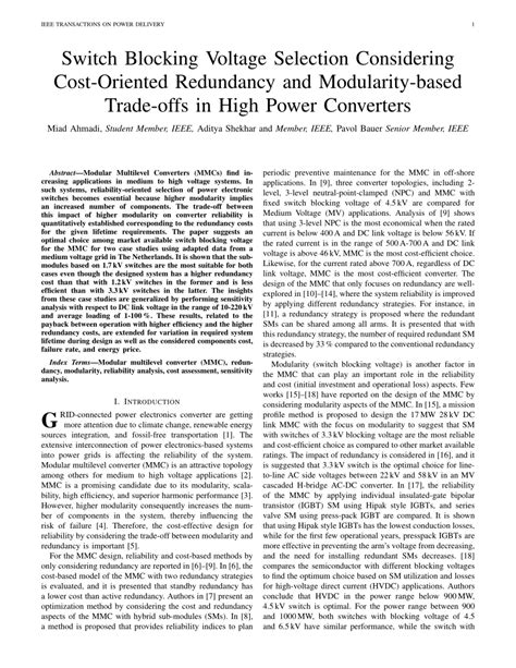 Pdf Switch Blocking Voltage Selection Considering Cost Oriented Redundancy And Modularity