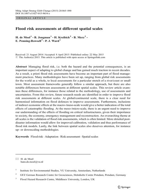 Flood Risk Assessments At Different Spatial Scales Pdf