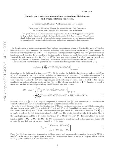 Pdf Bounds On Transverse Momentum Dependent Distribution And