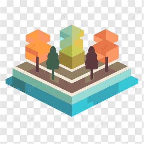 나무와 나무의 아이소메트릭 디자인 벡터 흰색 배경에 제방의 단순한 다채로운 아이콘 그림자 없음 작은 프레임 중앙 Png 일러스트 및 벡터 에 대한 무료 다운로드