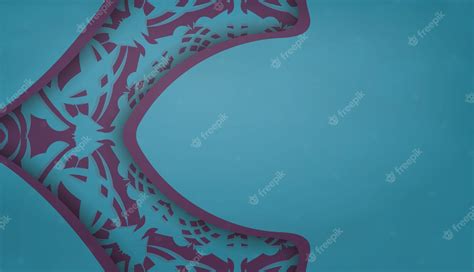 Premium Vector Turquoise Banner With Vintage Purple Pattern For Design Under The Text