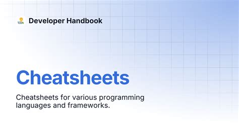 Cheatsheets Developer Handbook