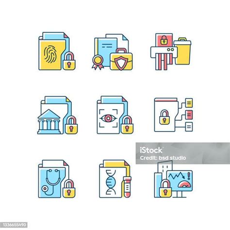 기밀 정보 유형 Rgb 색상 아이콘 세트 0명에 대한 스톡 벡터 아트 및 기타 이미지 0명 갈기갈기 찢어진 개념 Istock