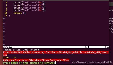 E482 Cant Create File Homelinuxvimmrufiles Press Enter Or Type