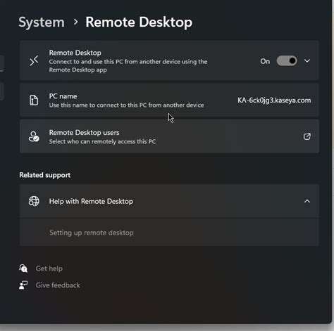 live connecting to active rdp sessions kaseya