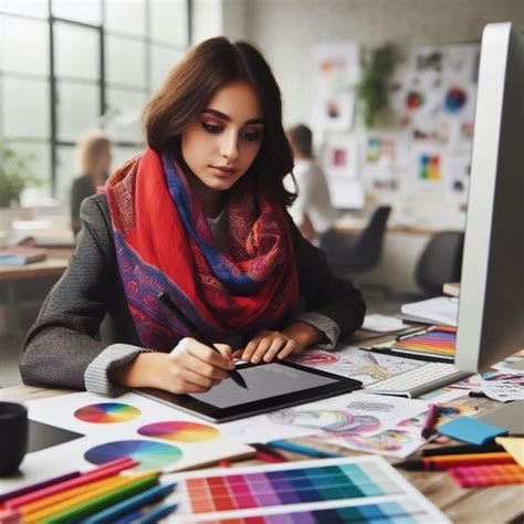 Elegant Female Professional Graphics Designer Highquality Image