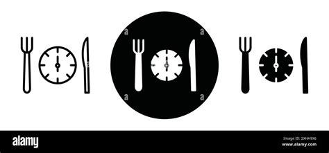 Intermittent Fasting Icon Black Line Art Vector In Black And White Outline Set Collection Sign