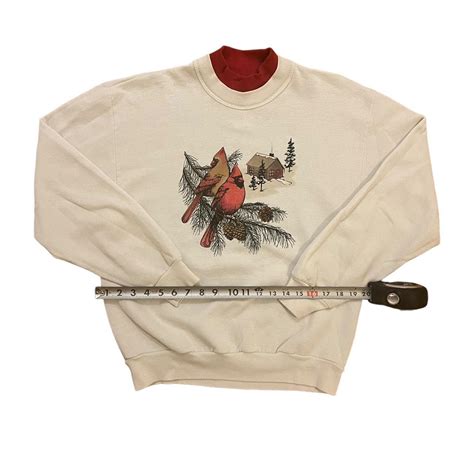 Vintage 90s Cardinal Winter Cabin Grandma Collared Depop