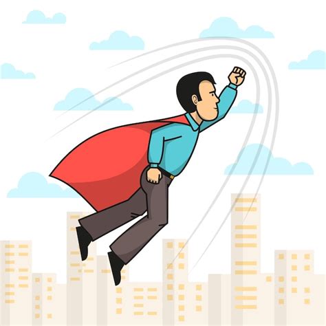 슈퍼 히어로 남자 비행 프리미엄 벡터