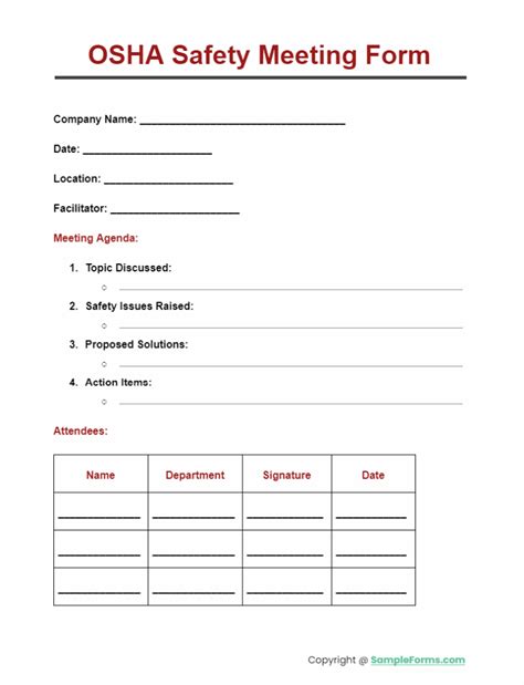 Free Printable Safety Meeting Forms A Comprehensive Guide Free
