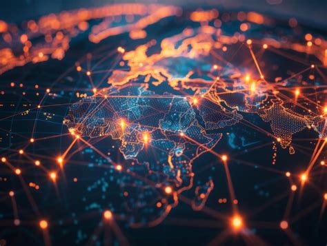A Digital Globe With Connecting Lines And Glowing Nodes Premium Ai