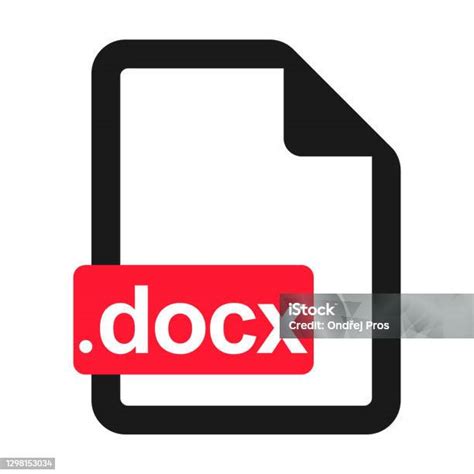흰색 배경에 격리 된 파일 docx 플랫 아이콘 docx 형식 벡터 일러스트레이션 그래픽 사용자 인터페이스에 대한 스톡 벡터