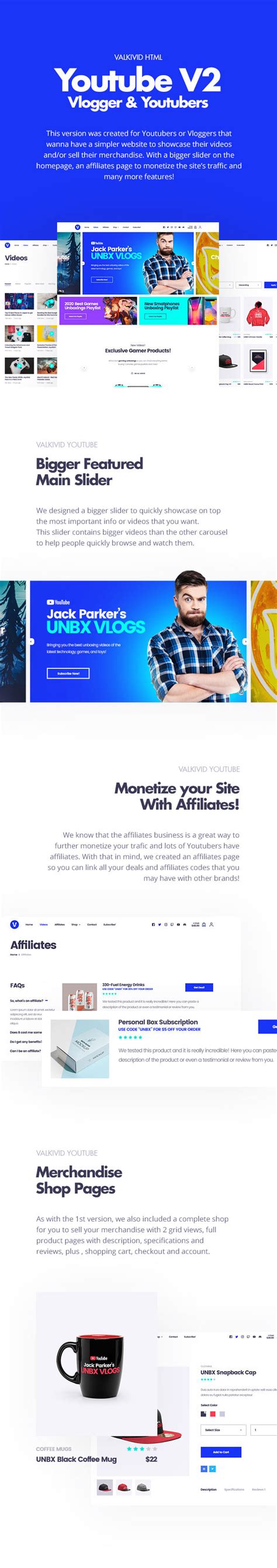 valkivid tailwind css content creators html template le blog du