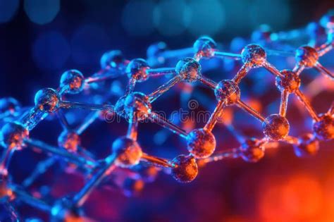 Molecular Structure Glowing In Vibrant Colors Creating Complex Network Of Connections Stock