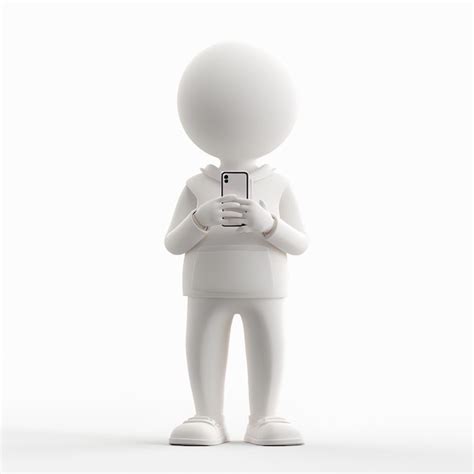 Premium Photo 3d Human Character Holding A Smart Phone