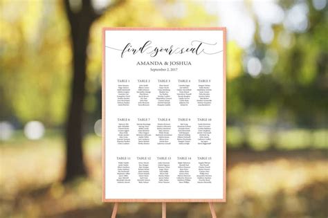 15 Table Seating Chart EDITABLE PDF Black Grey 15 Etsy