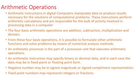 1 Arithmetic Operations Addition And Subtraction Of Signed Numberspptx