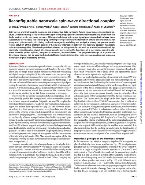 Pdf Reconfigurable Nano Scale Spin Wave Directional Coupler