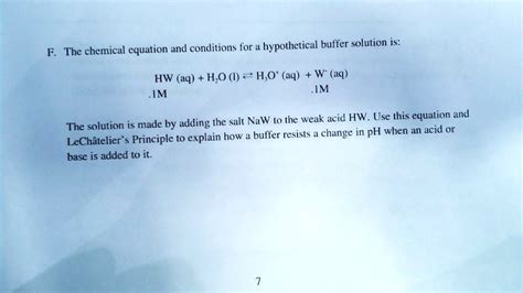 Solved The Chemical Equation And Conditions For Hypothetical Buffer