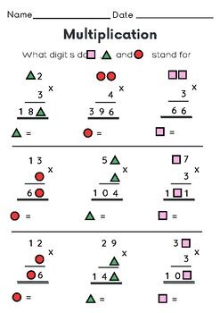 Multiplication 2 Digit Numbers By 1 Digit Find Digit From Symbol