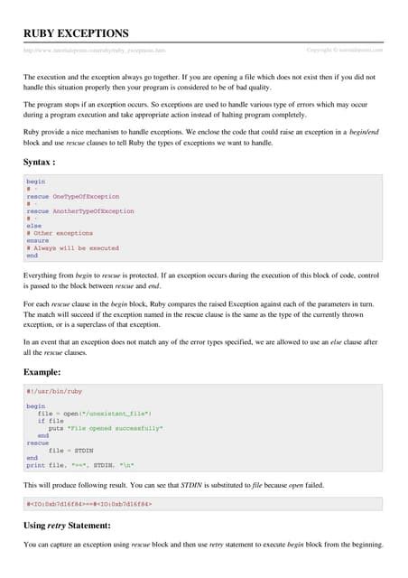 21 Ruby Exceptions Pdf
