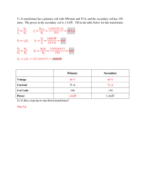 Transformers Worksheet G9 Pdf Transformer Electrical Network Worksheets Library