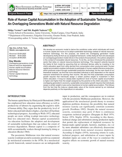 Pdf Role Of Human Capital Accumulation In The Adoption Of Sustainable