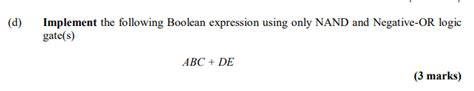 Solved D Implement The Following Boolean Expression Using Chegg Com