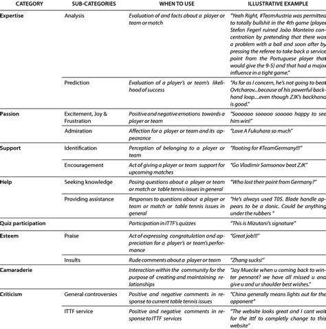 Codebook Extract Showing Categories Definitions And Illustrative