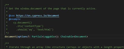cypress document function typing is incorrect · issue 17695 · cypress