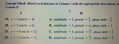 Solved Concept Check Match Each Function In Column I With